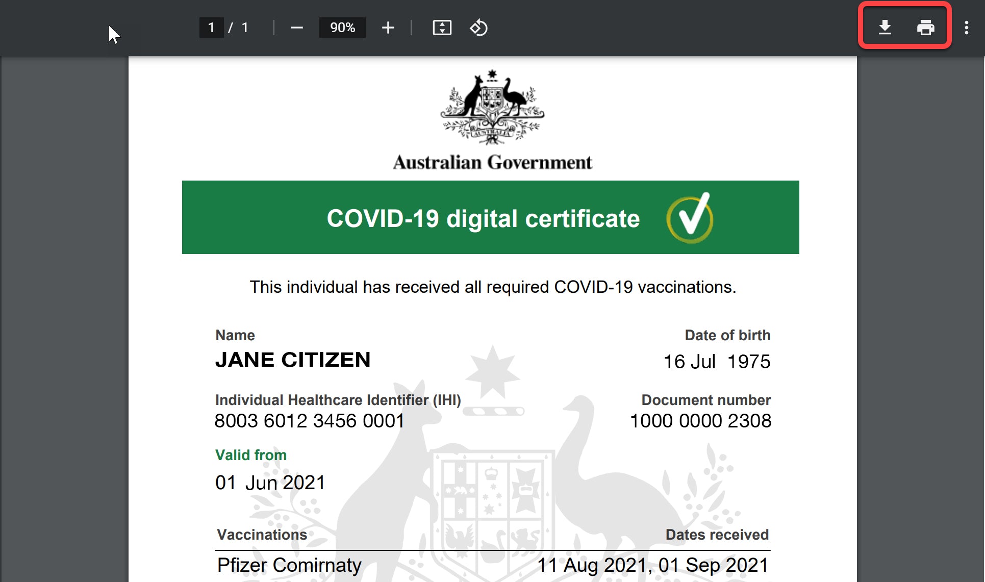 Covid 19 Digital Certificate – Chemcare Wellness Pharmacy